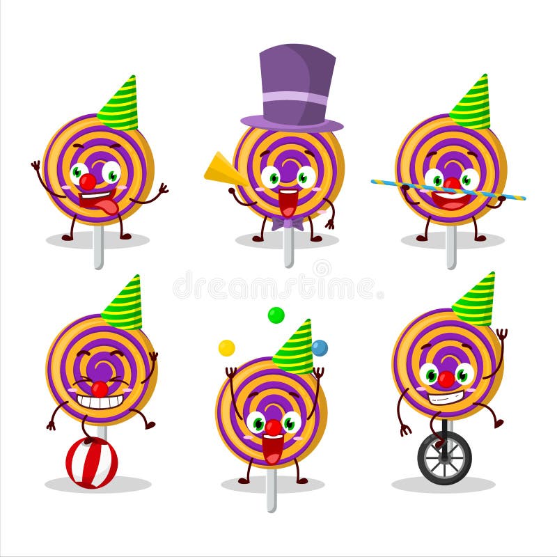 Cartoon Character of Spiral Sweet Candy with Various Circus Shows Stock ...