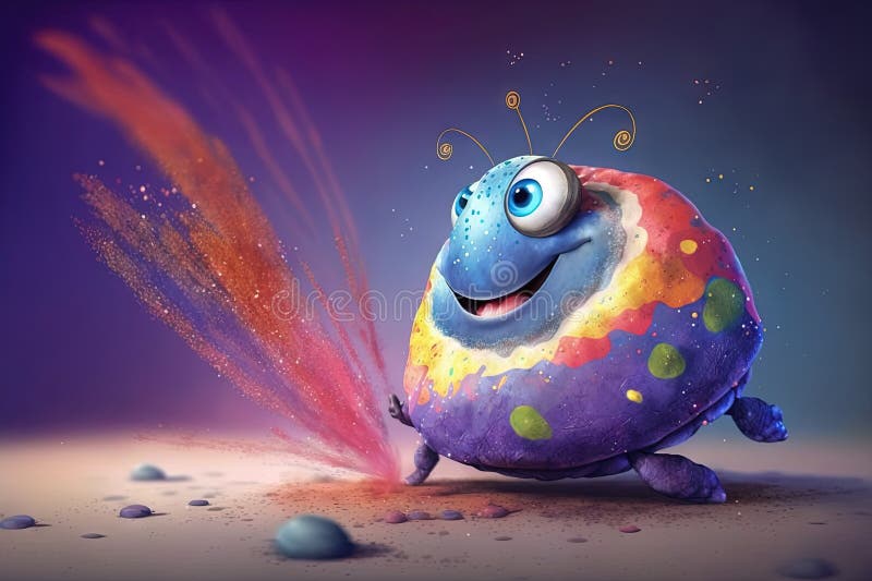 A Cartoon Character is Sprinkled with Colored Powders Stock ...
