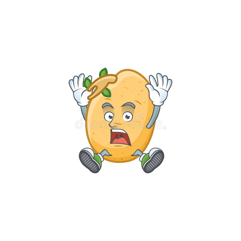 Cartoon Character of Sprouted Potato Tuber Style with Shocking Gesture ...