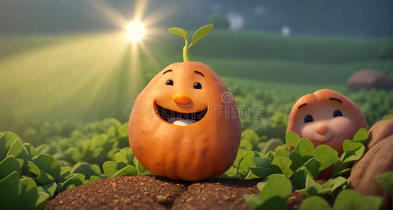 A Cartoon Character Standing in a Field of Vegetables. Stock Image ...
