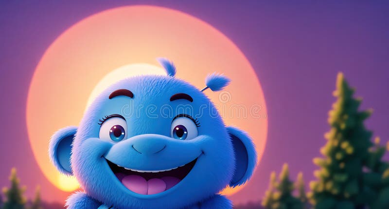 A Cartoon Character Standing in Front of a Sunset with a Smile on Its ...