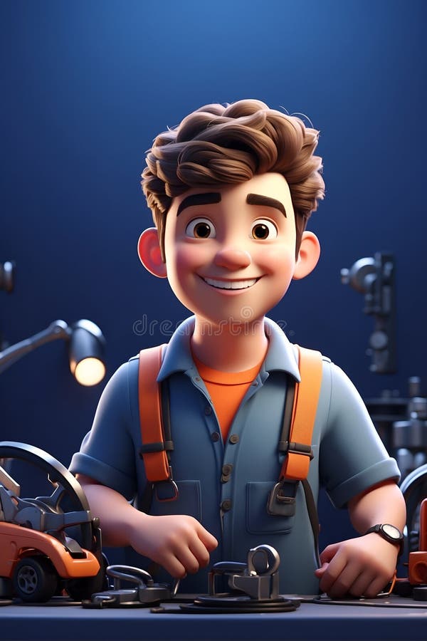 Cartoon Character Standing in Front of Table. Generative AI. Stock ...