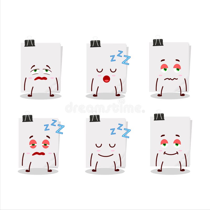 Cartoon Character of Sticky Notes Paper White with Sleepy Expression ...
