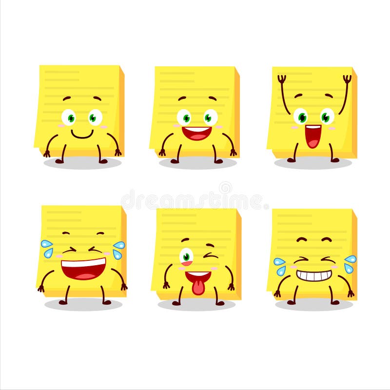 Cartoon Character of Sticky Notes Yellow with Smile Expression Stock ...