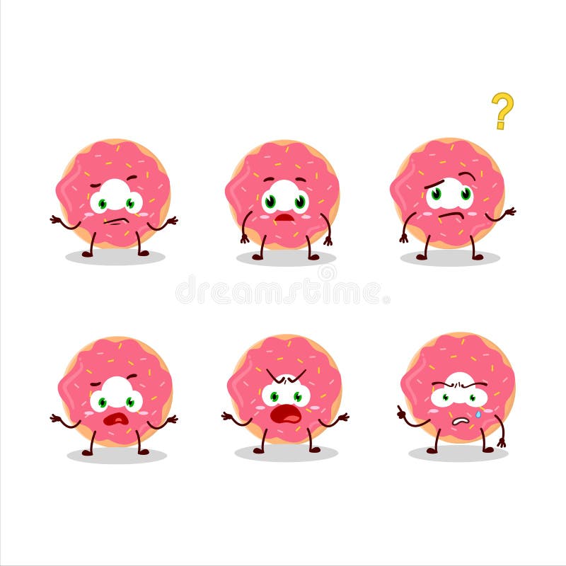Strawberry Donut Cartoon Character with Sad Expression Stock Vector ...