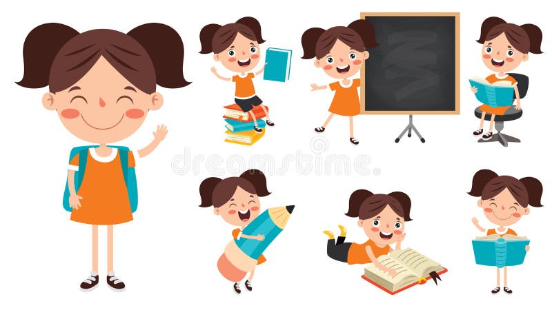 Cartoon Character Studying and Learning Stock Vector - Illustration of ...