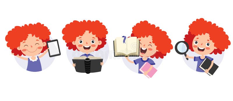 Cartoon Character Studying and Learning Stock Vector - Illustration of ...