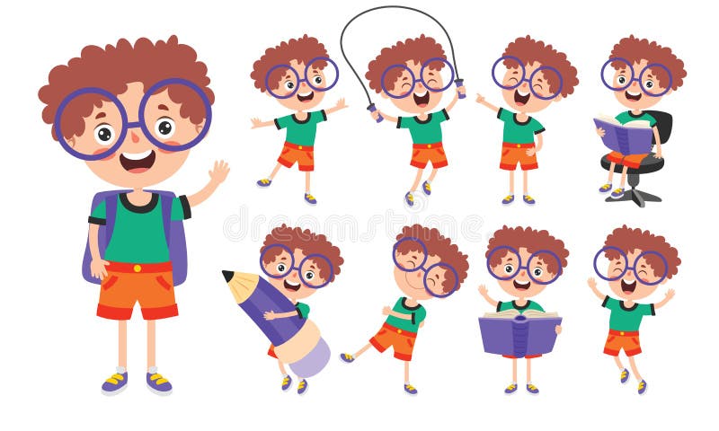 Cartoon Character Studying and Learning Stock Vector - Illustration of ...