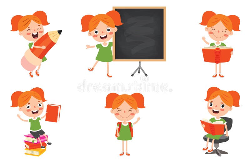 Cartoon Character Studying and Learning Stock Vector - Illustration of ...