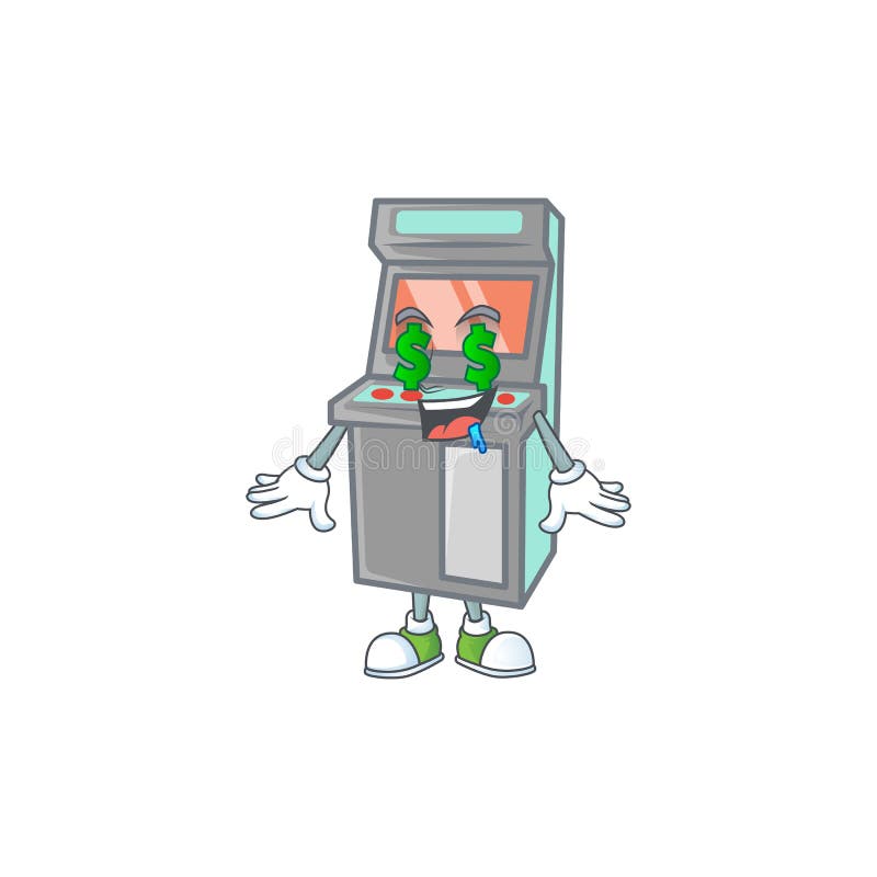 Cartoon Character Style of Arcade Game Machine with Money Eye Stock ...