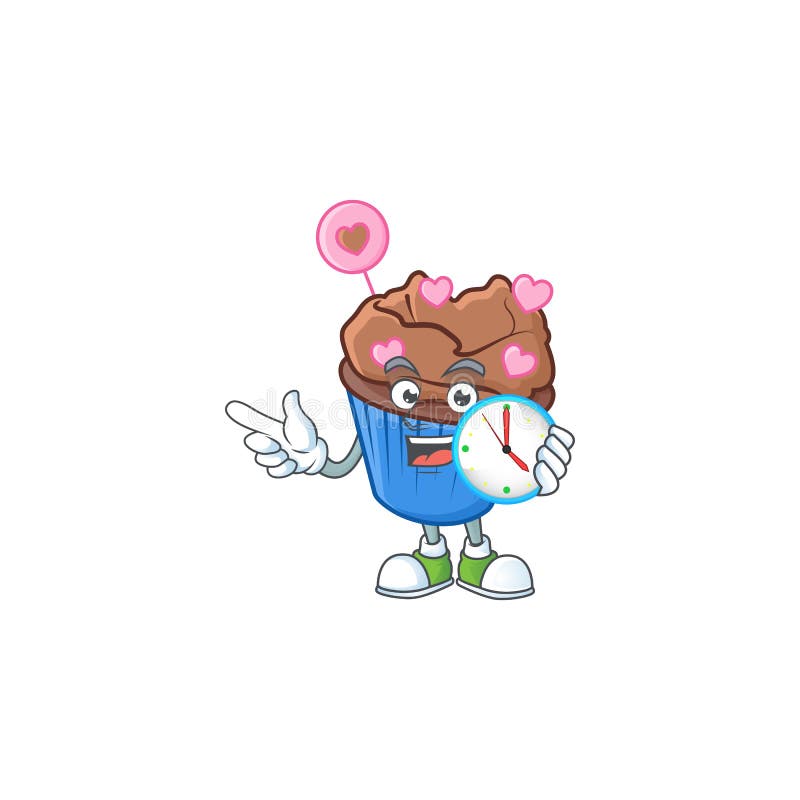 Cartoon Character Style Chocolate Love Cupcake Having Clock Stock ...