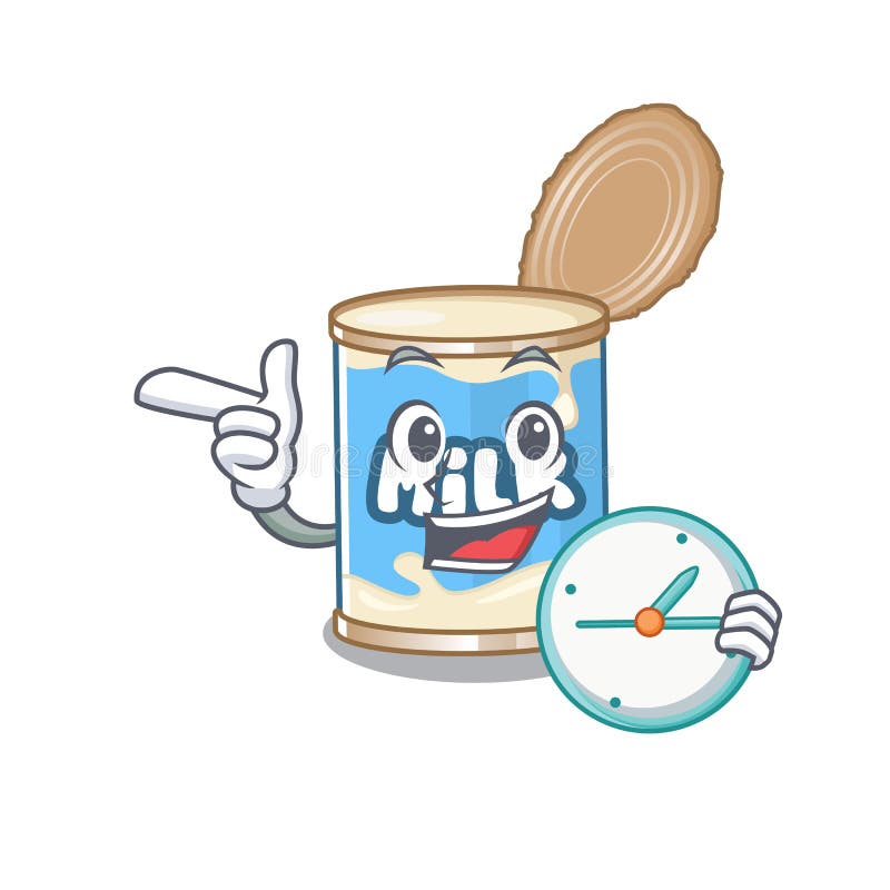 Cartoon Character Style Condensed Milk Having Clock Stock Vector ...