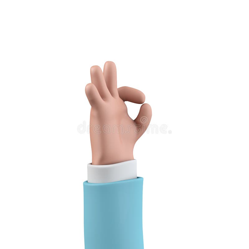 Cartoon Character Style Hand Showing Ok Sign. 3D Rendering Stock ...