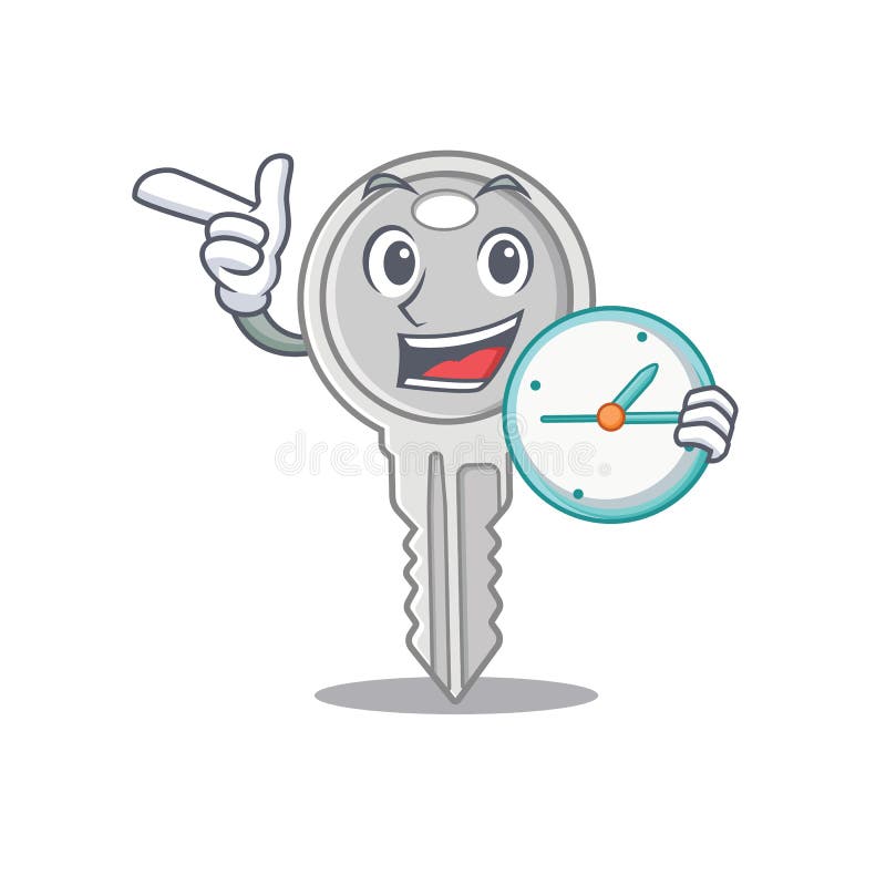 Cartoon Character Style Key Having in Clock Stock Vector - Illustration ...