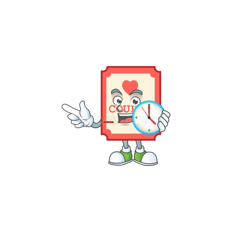 Cartoon Character Style Red Love Coupon Having Clock Stock Vector ...