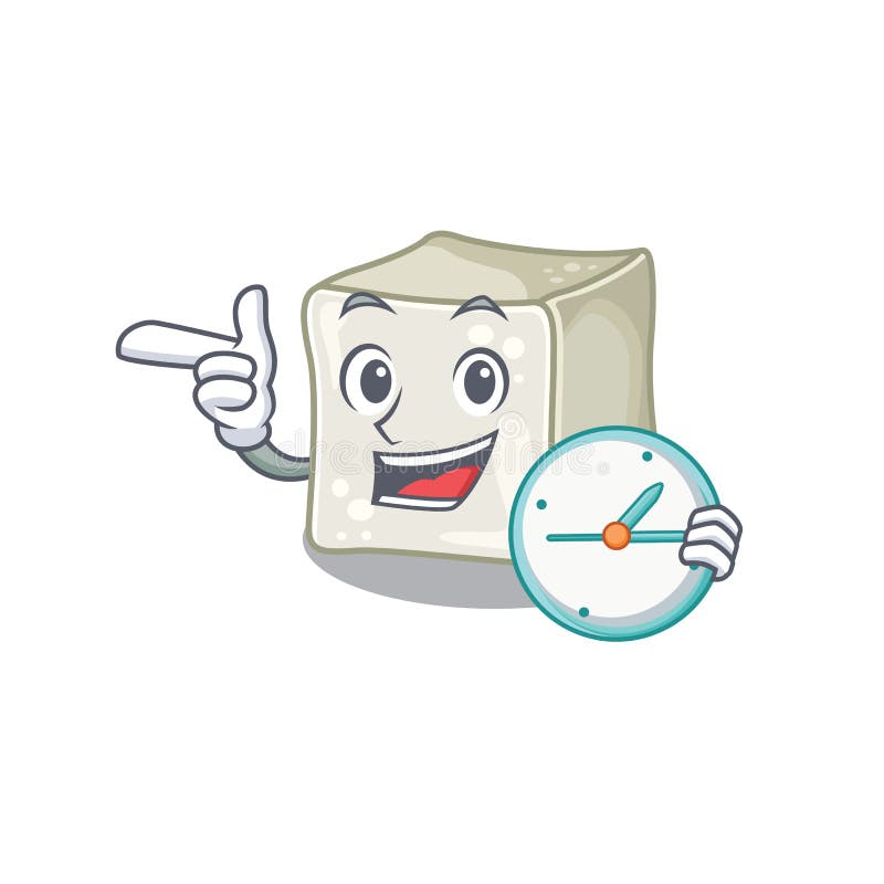 Cartoon Character Style Sugar Cube Having Clock Stock Vector ...