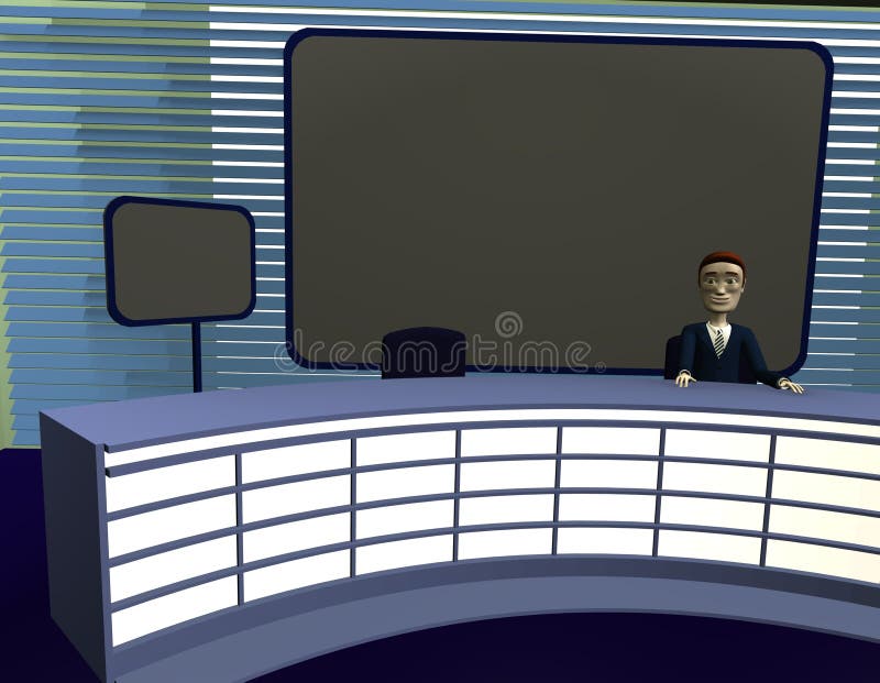 Cartoon Character in Suit in Tv Studio Stock Illustration ...