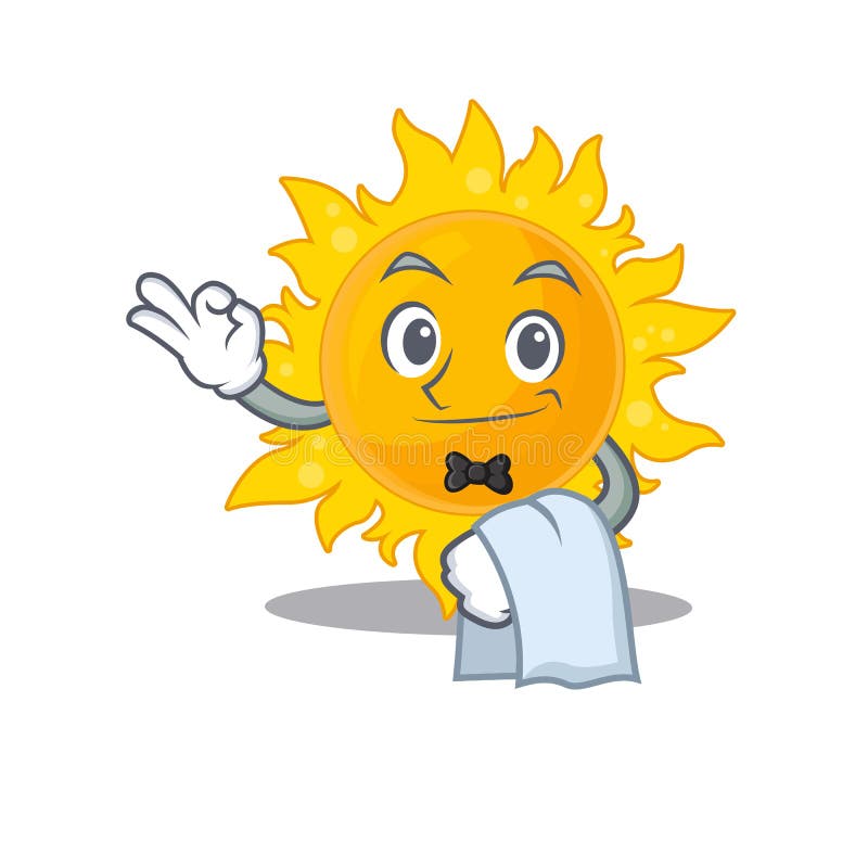 A Cartoon Character of Summer Sun Waiter Working in the Restaurant ...