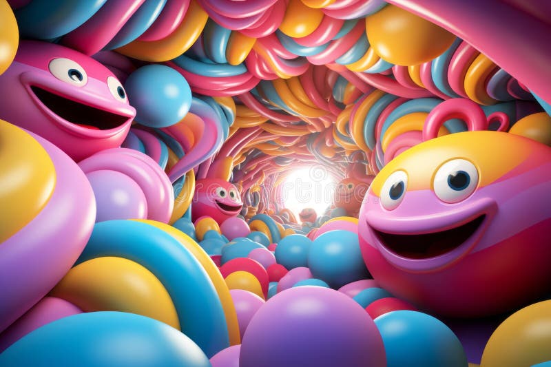 A Cartoon Character is Surrounded by Colorful Balloons Stock ...