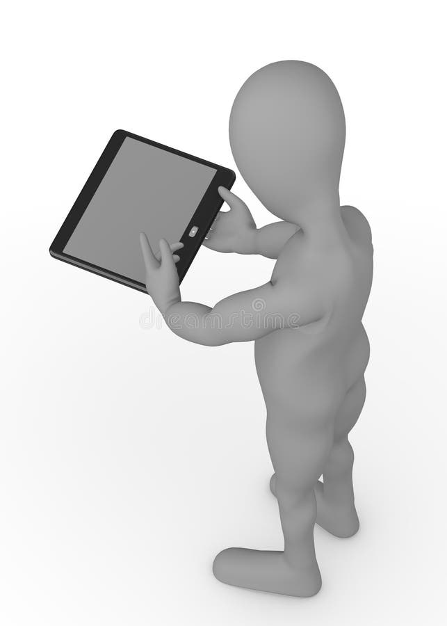 Cartoon Character with Tablet Stock Illustration - Illustration of ...