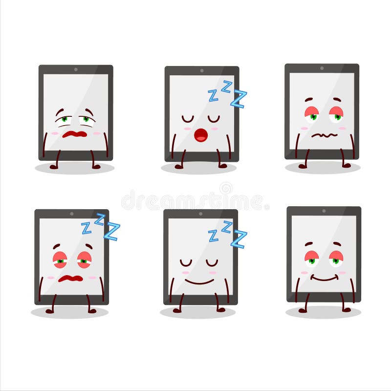 Cartoon Character of Tablet with Sleepy Expression Stock Vector ...