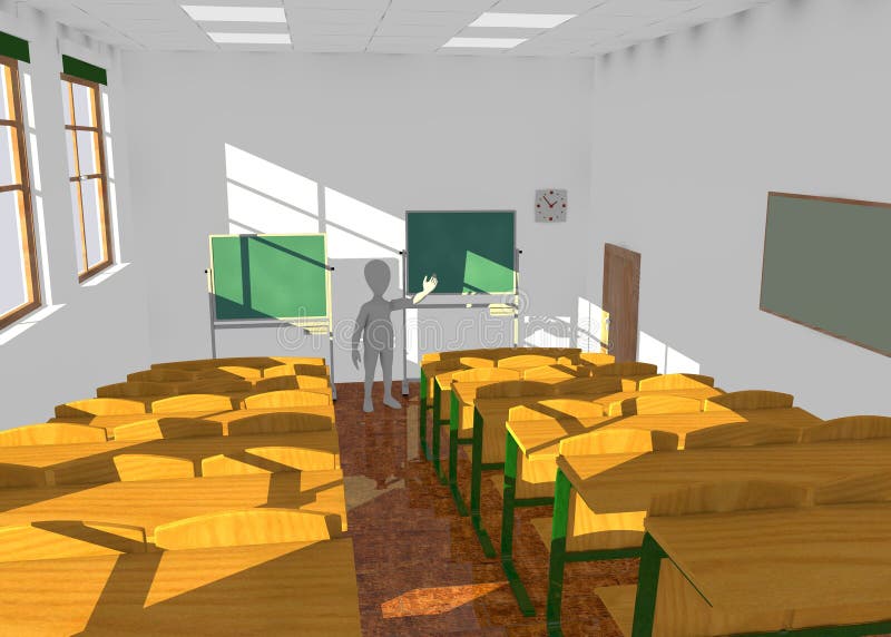 Cartoon Character Teaching Empty Class Stock Illustration ...