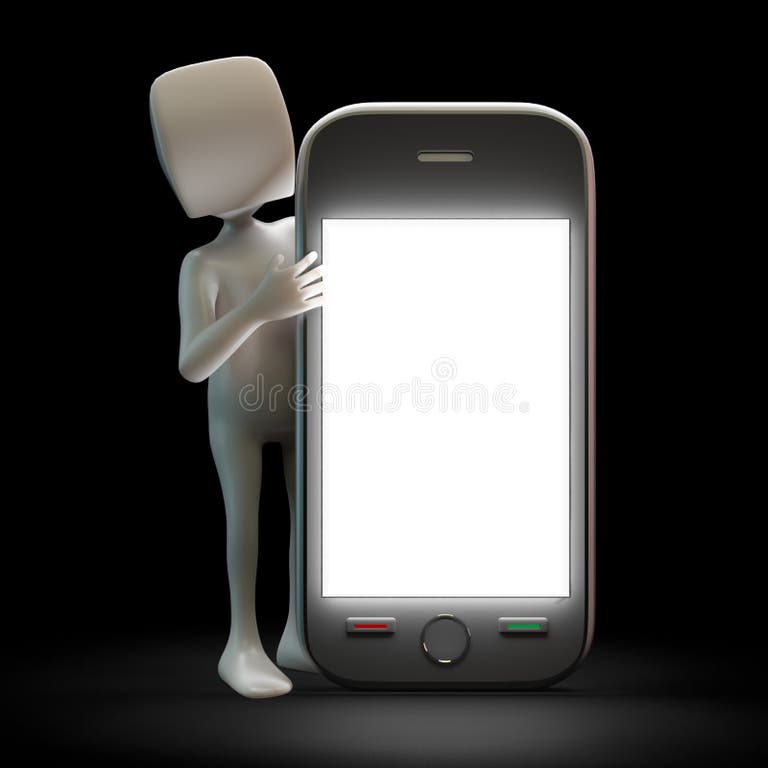 Cartoon Character Techy with a Smartphone Stock Illustration ...