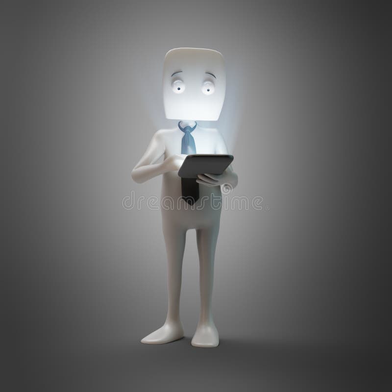 Cartoon Character Techy with a Smartphone Stock Illustration ...