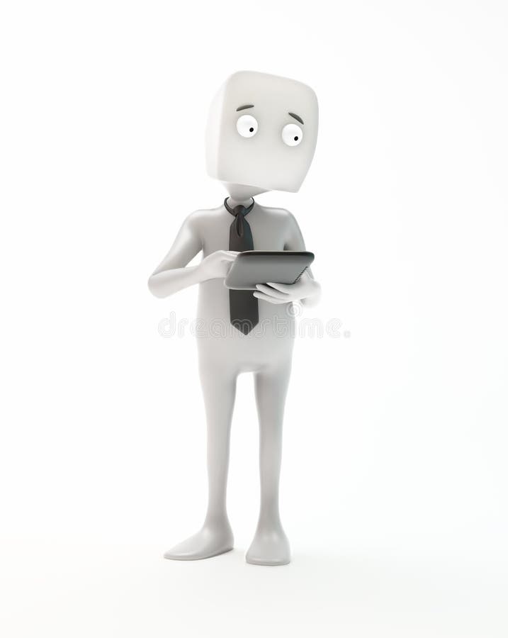 Cartoon Character Techy with a Smartphone Stock Illustration ...