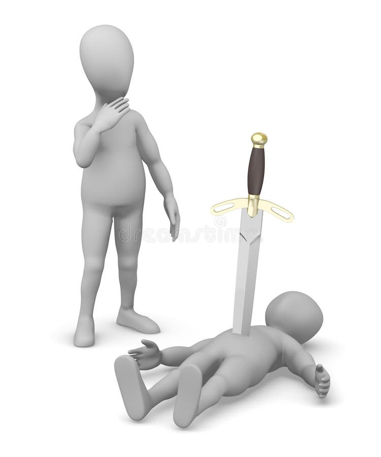 Cartoon Character Thinking Why is Another Stabbed Stock Illustration ...