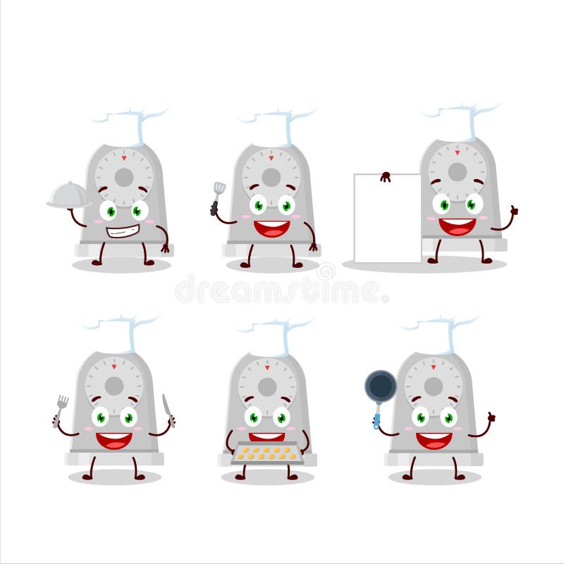 Cartoon Character of Time Kitchen with Various Chef Emoticons Stock ...