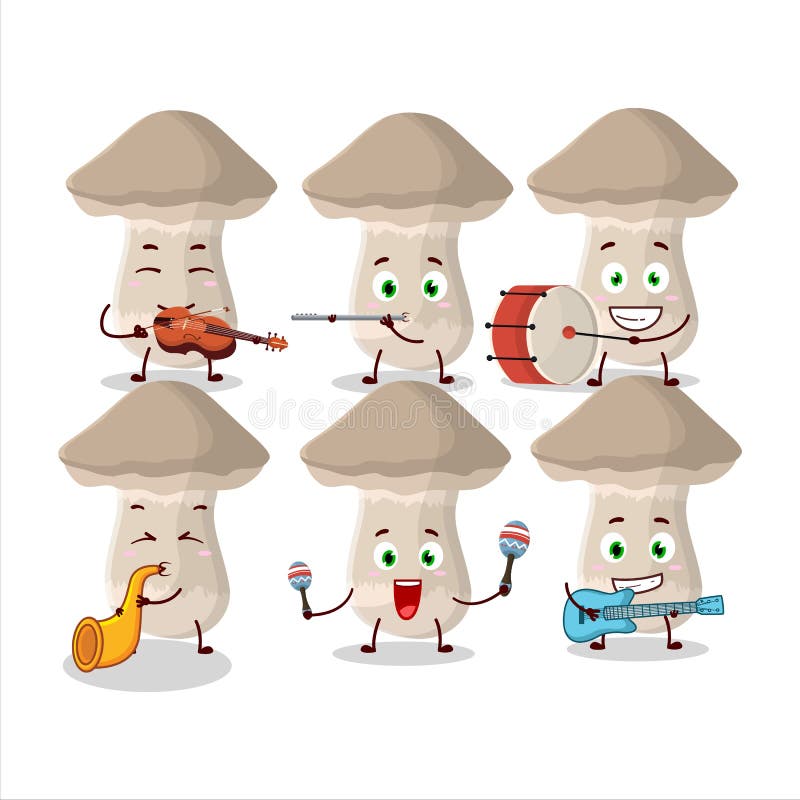 Cartoon Character of Toadstool Playing Some Musical Instruments Stock ...