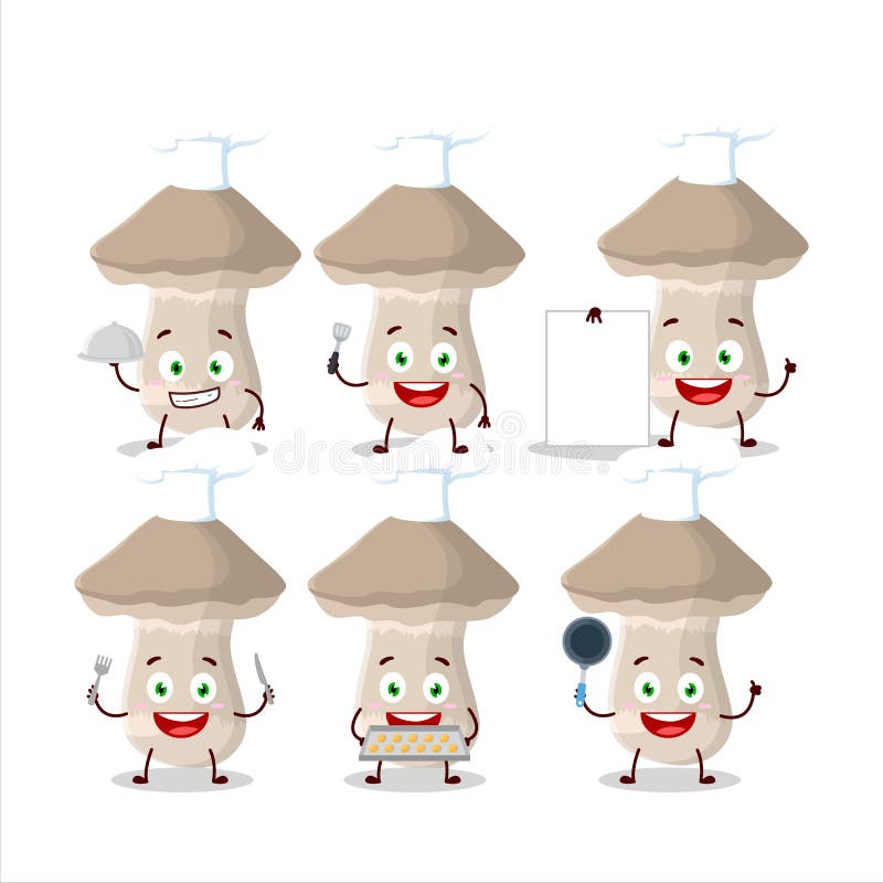 Cartoon Character of Toadstool with Various Chef Emoticons Stock Vector ...