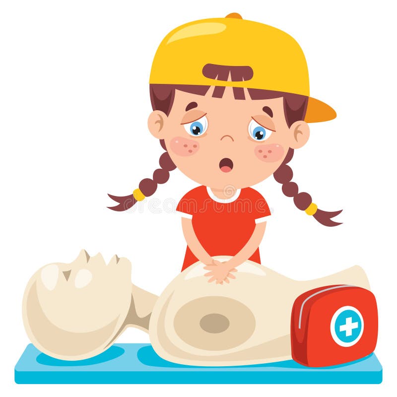 Cartoon Character Training First Aid Stock Vector - Illustration of ...