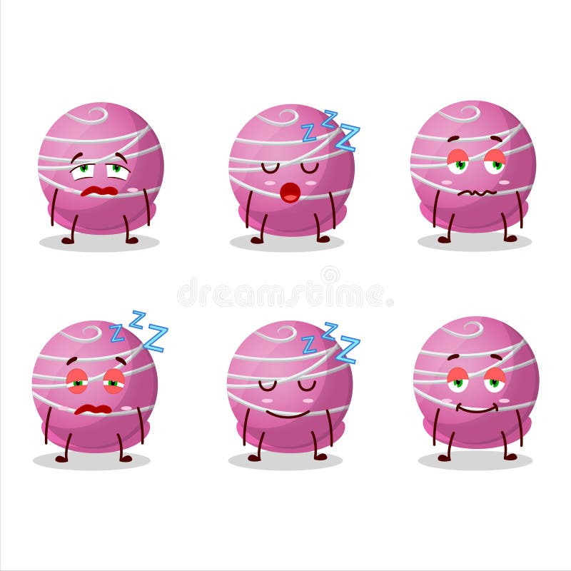 Cartoon Character of Truffle Strawberry Candy with Sleepy Expression ...