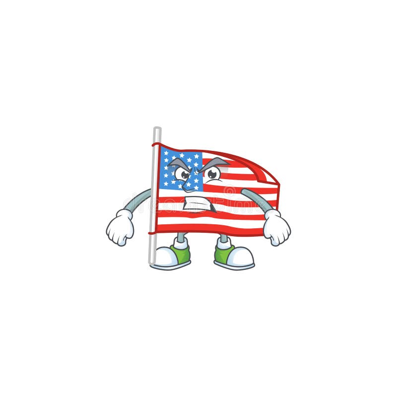 Cartoon Character of USA Flag with Pole with Angry Face Stock Vector ...
