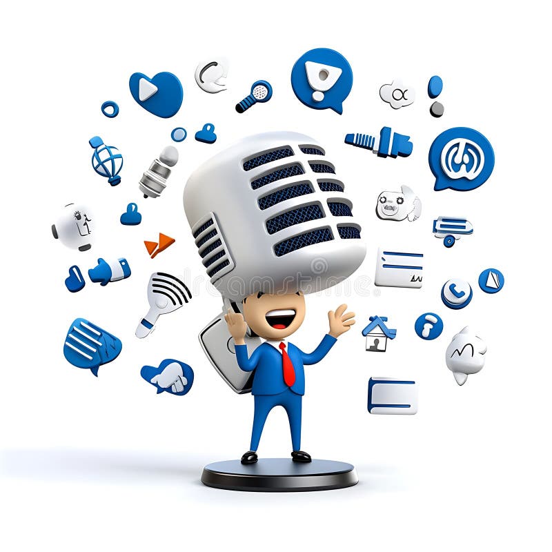 Cartoon Character Using Voice Command for Search Stock Illustration ...