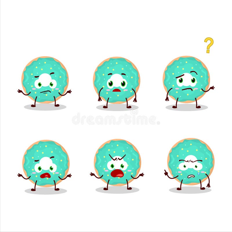 Cartoon Character of Vanilla Blue Donut with What Expression Stock ...