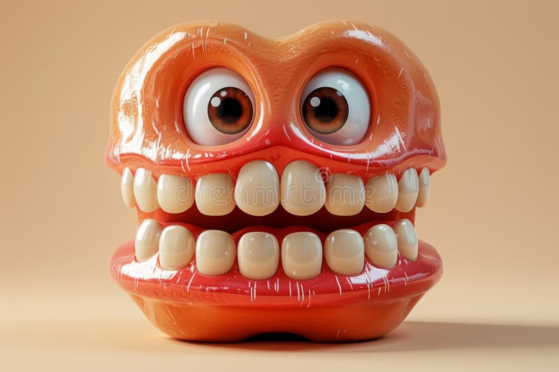 A Cartoon Character of a Virus with Big Teeth. 3d Illustration Stock ...