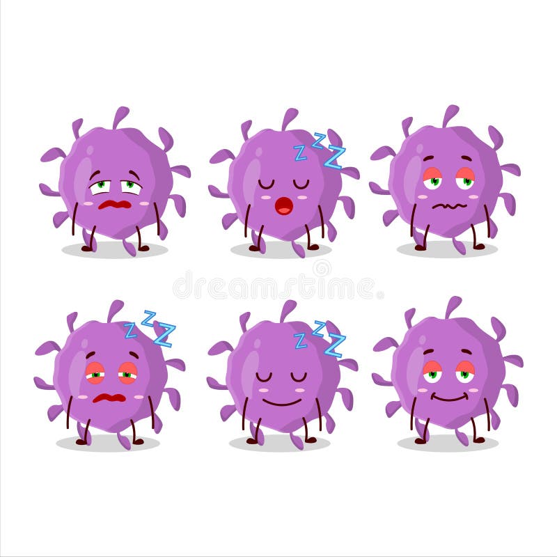 Cartoon Character of Virus Particle with Sleepy Expression Stock Vector ...