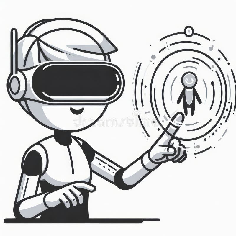 Cartoon Character with VR Headset Stock Image - Image of interactive ...