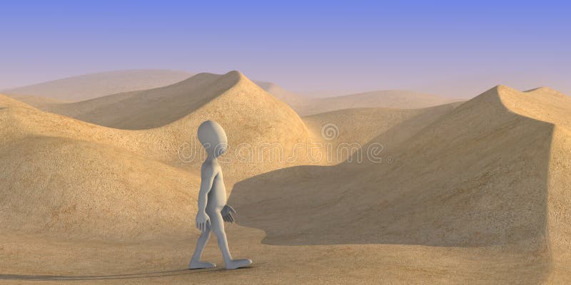 Cartoon Character Walk on Sand Desert Stock Illustration - Illustration ...