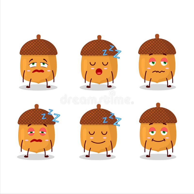 Cartoon Character of Walnuts with Sleepy Expression Stock Vector ...