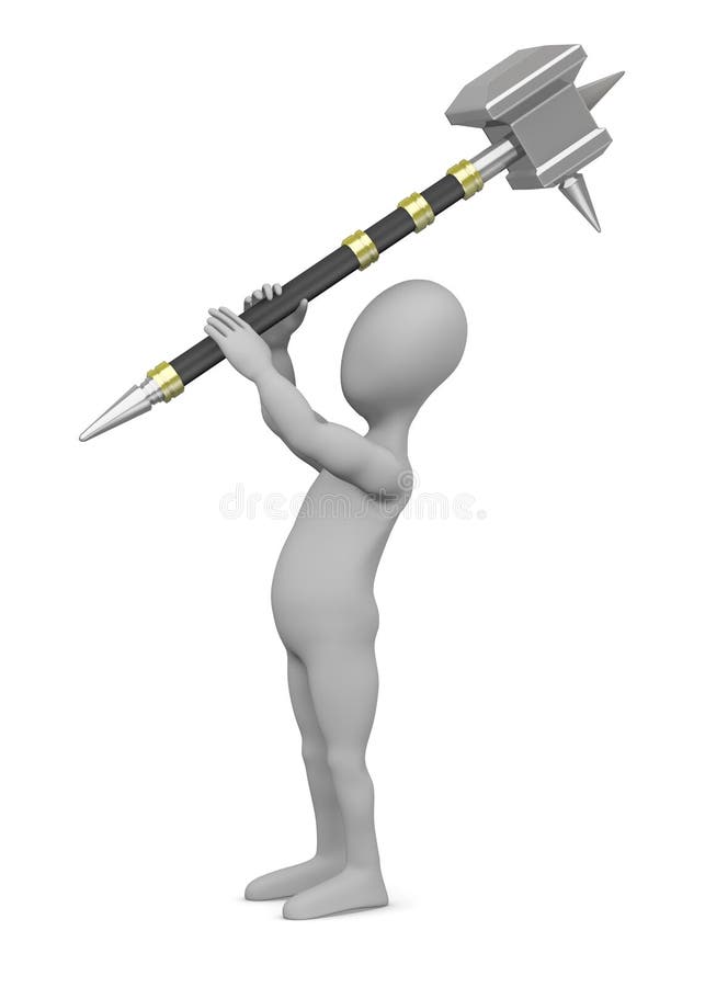 Cartoon Character with War Hammer - Hammering Stock Illustration ...