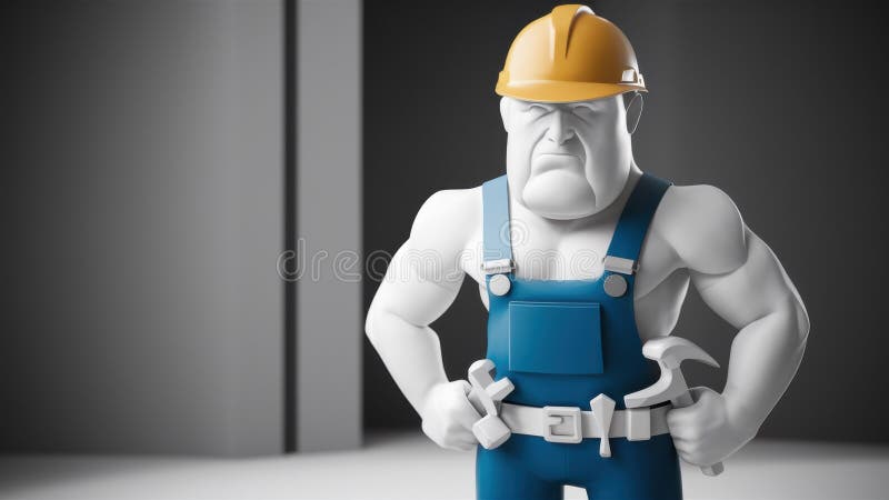 A Cartoon Character Wearing a Hard Hat and Overalls, AI Stock ...