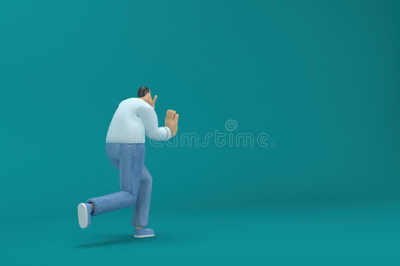 Cartoon Character Wearing Jeans and Long Shirt. he is Pulling or ...