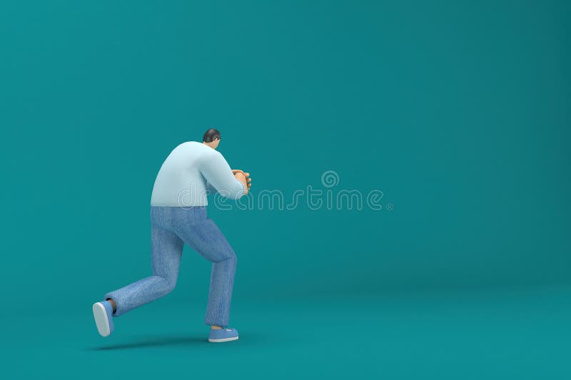 Cartoon Character Wearing Jeans and Long Shirt. he is Pulling or ...