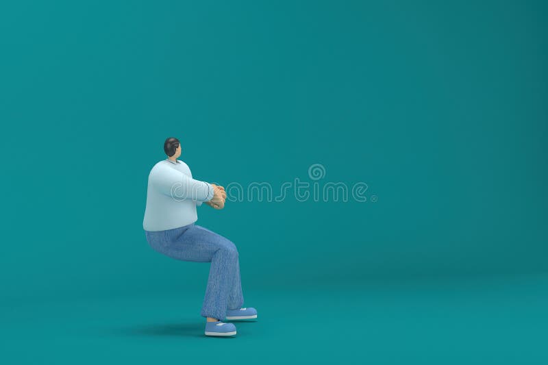 Cartoon Character Wearing Jeans and Long Shirt. he is Pulling or ...