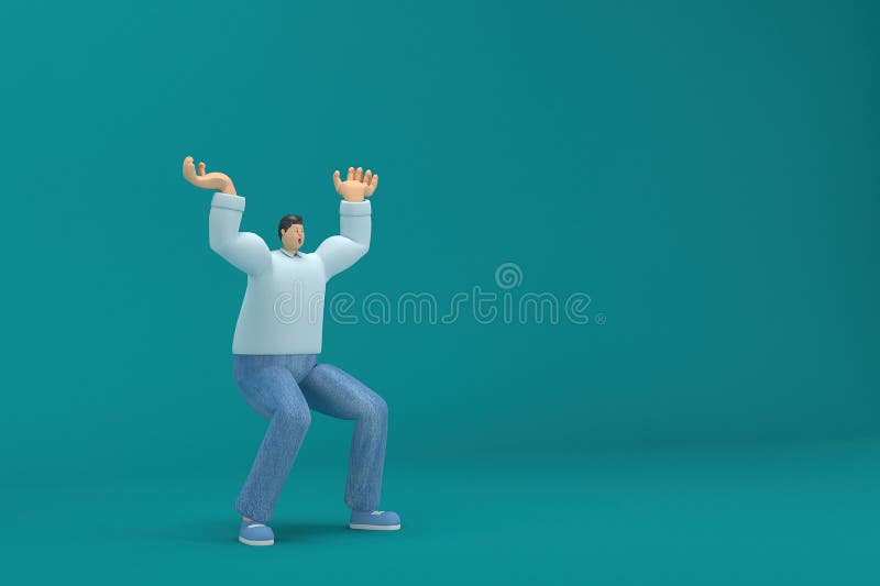 Cartoon Character Wearing Jeans and Long Shirt. he is Pulling or ...
