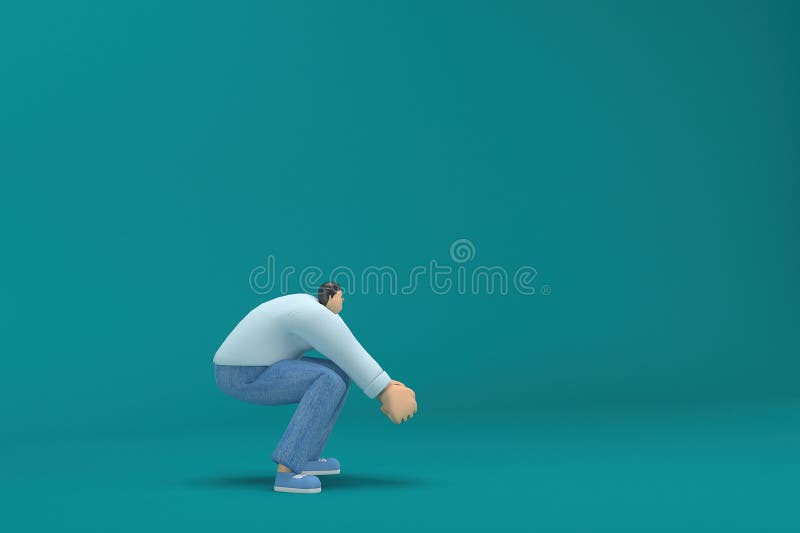 Cartoon Character Wearing Jeans and Long Shirt. he is Pulling or ...